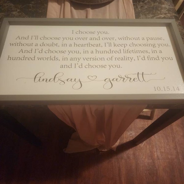 I Choose You Sign I'll Keep Choosing You Personalized Name Date Sign ...