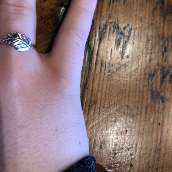 Silver Leaf Ring Sterling Silver Stacking Ring Nature Ring Cottagecore ...