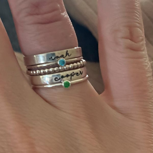 Class Ring Set, Gold Modern Class Rings, Personalized Graduation Gift ...