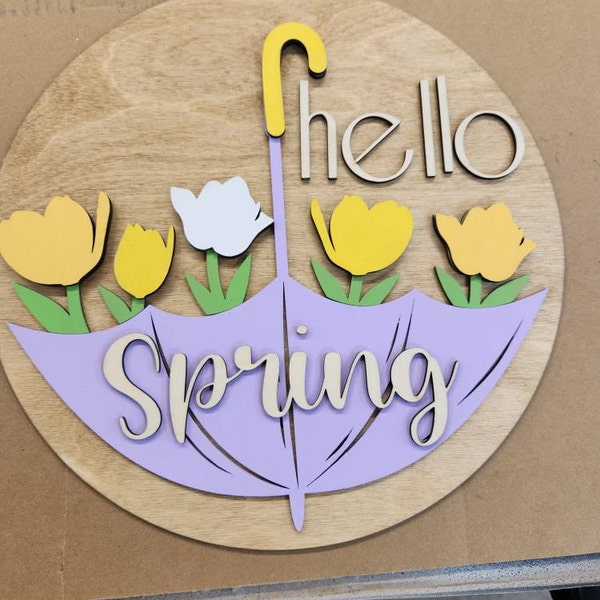 Hello Spring Sign SVG, Umbrella Door Hanger SVG, Tulip Door Hanger SVG ...