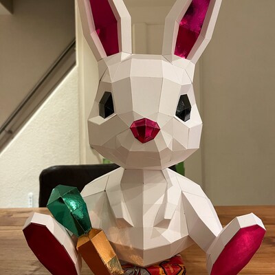 Bunny Papercraft 3D DIY Low Poly Paper Crafts Easter Rabbit Decor Model ...