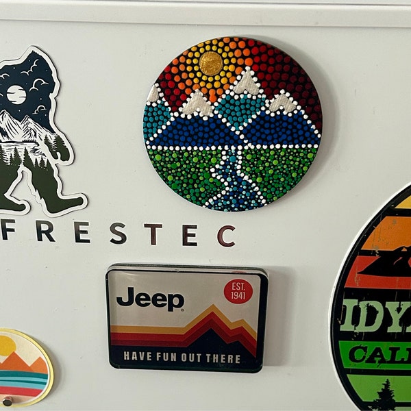 Mountain Magnet, Outdoors, Mountains, Hand Painted, Unique, Gifts ...