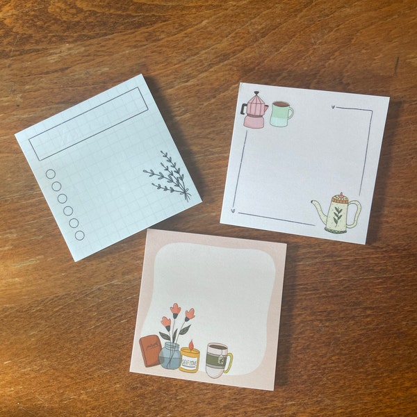 Cozy Self Love Sticky Notes, Cute Notepad, Kawaii Memopad - Etsy
