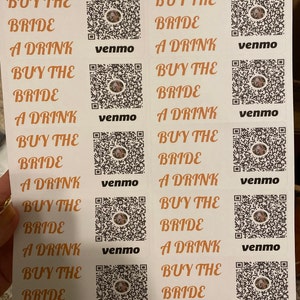 Venmo QR Code Stickers / Cash App QR Code for Bachelorette | Etsy