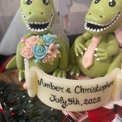 T-rex Wedding Cake Topper, Dinosaur Animal Unique Bride and Groom Dino ...