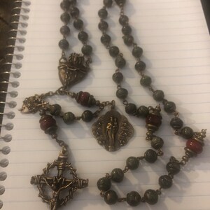 Virgin Mary Christopher Michael Turquoise Jasper Bronze Mens - Etsy