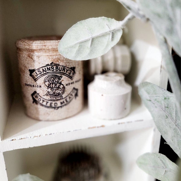 Antique, English Stoneware Ribbed Marmalade Jars, Stoneware Jam Pots ...