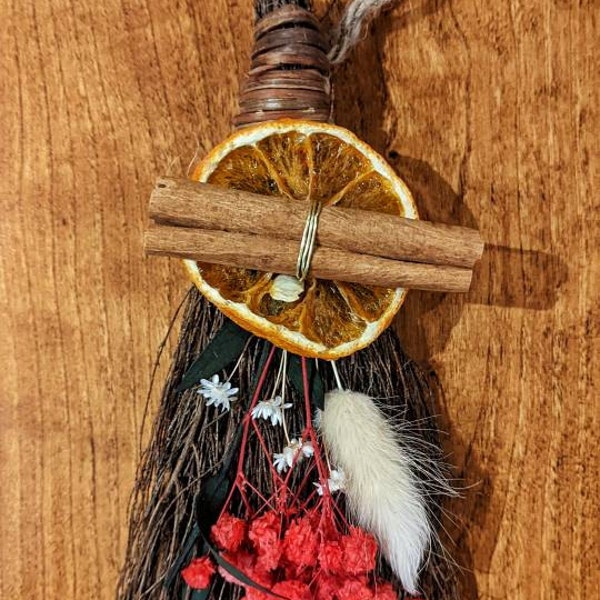Dressed Yule Cinnamon Floral Scented Broom, Besom. Christmas Winter ...