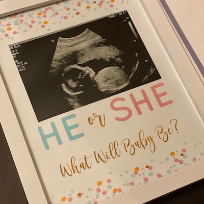 He or She Gender Reveal Sign He or She Ultrasound Sign 8X10 JPG - Etsy