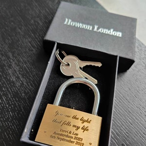 Personalised Padlock Wedding Annivesary Gift Present Love Lock ...