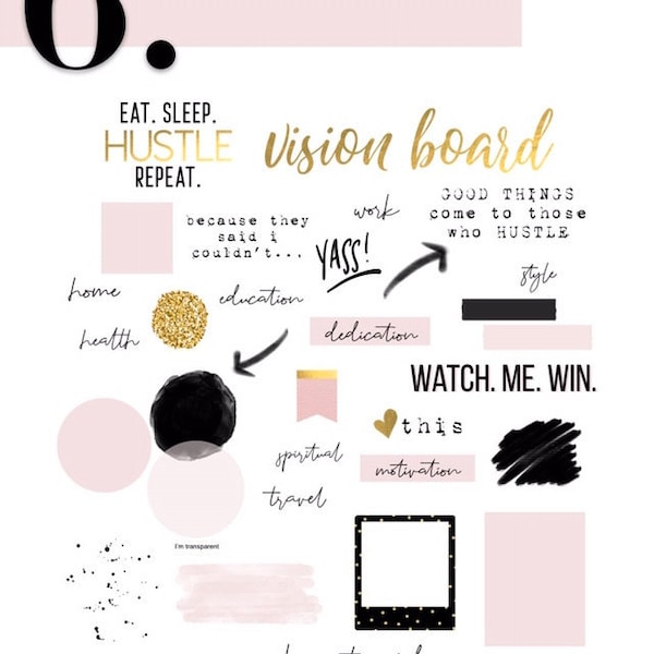 The Vision Board Collection by Luxbook, Goodnotes Stickers, Pink ...