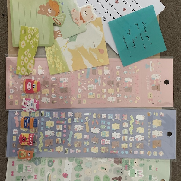 Mystery Cute Korean/japanese Sticker Sheets, Kawaii Stationery, Kawaii ...