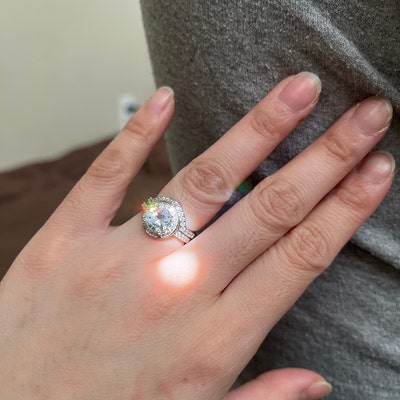 Halo Wedding Engagement Ring Infinity Twisted Shank Round Simulated ...