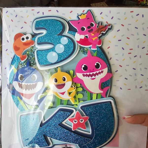Baby Shark Cake Topper, Baby Shark Birthday, Cupcake Topper, Ping Fong ...