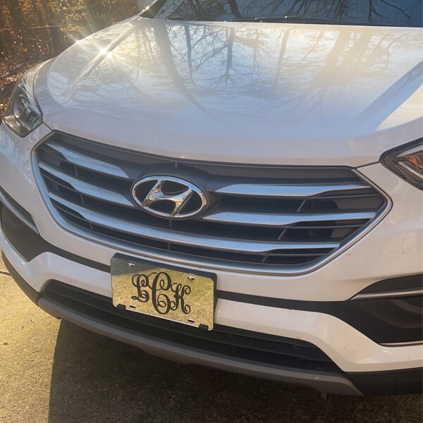 Monogram License Plate Chrome, Monogram Car Tag, Chrome Monogram ...