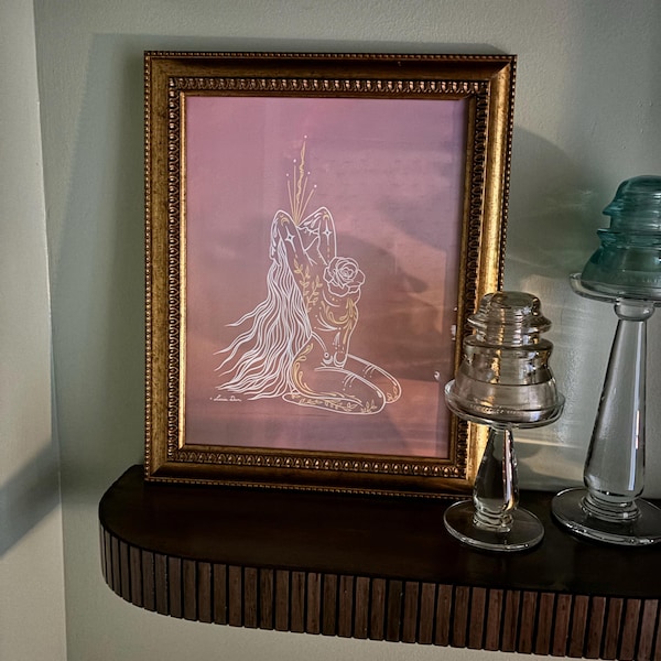 Rose Heart Goddess Print | Spiritual Decor | Divine Feminine Art - Etsy