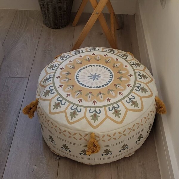 Black Boho Style Pouffe Foot Stool Bean Bag Pre-filled With Beads - Etsy UK