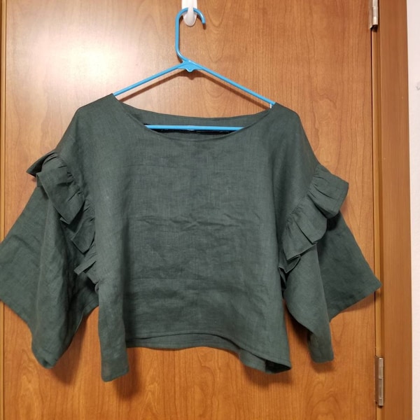 Drop Shoulder Ruffle Sleeve Top Sewing Pattern - Etsy