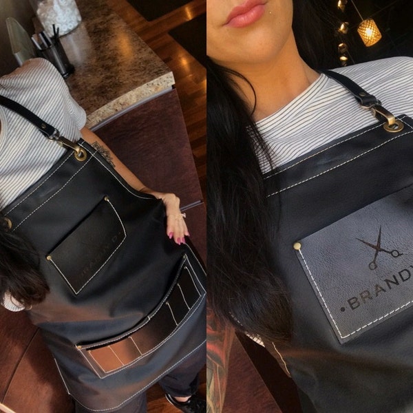 ELVIS - Hair Salon Apron, Premium Quality Leather, Hair Colorists ...