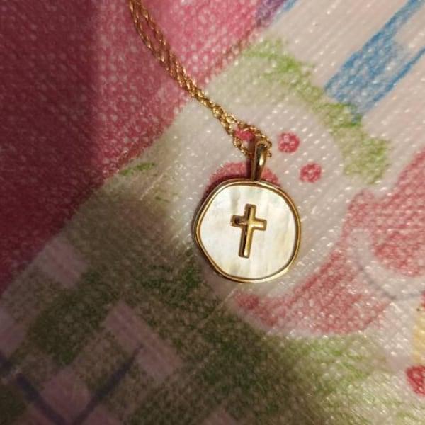 Mother of Pearl Cross Necklace. Abalone Shell Cross Necklace. Baptism ...