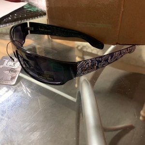 LOCS Sunglasses Shades Graffiti Skull Printed Legs Black Plastic Frames ...