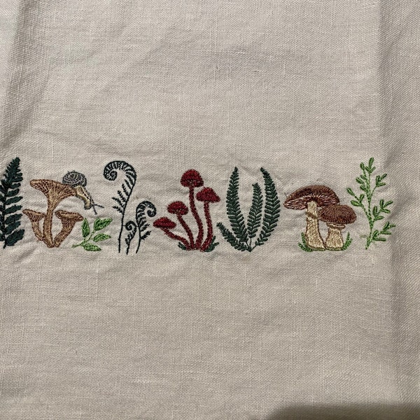Fern and Mushroom Border Machine Embroidery Design, Forest Pattern ...