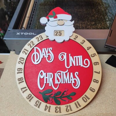 Santa Christmas Countdown Laser Cut File, Christmas Santa Countdown SVG ...