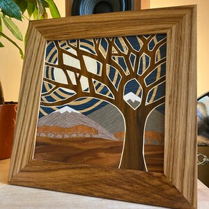 Modern Tree Wall Art, Hand Cut Marquetry Trees Wall Art, Stylish Tree ...