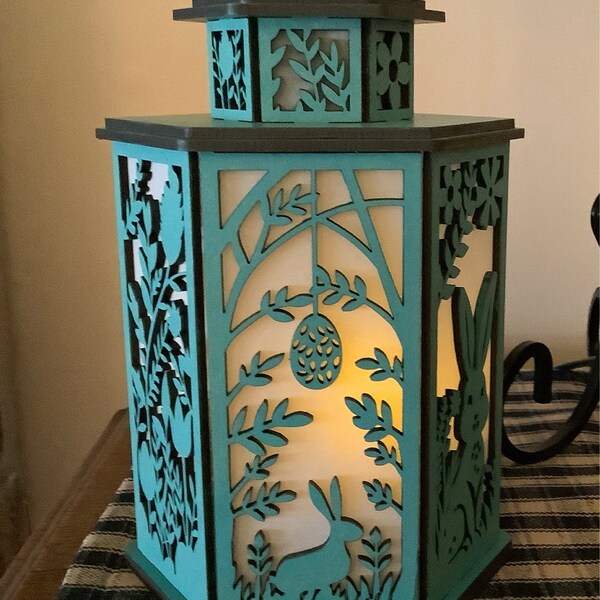 Easter Lamp Candle Holder Ornaments Light Bunny Tealight Lamp Night ...