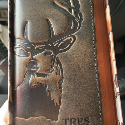 Deer in the Woods BIFOLD Walletmen's Leather Walletpersonalized ...