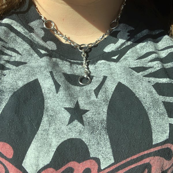 Barbed Wire O Ring Rosary Necklace | Stainless Steel Gothic, Queer ...