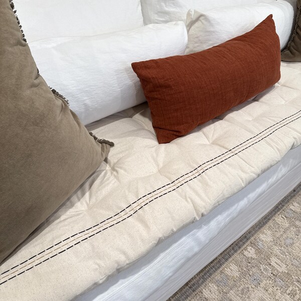 Linen Sofa Topper Couch Cover Pet Friendly Custom Size Handmade Couch ...