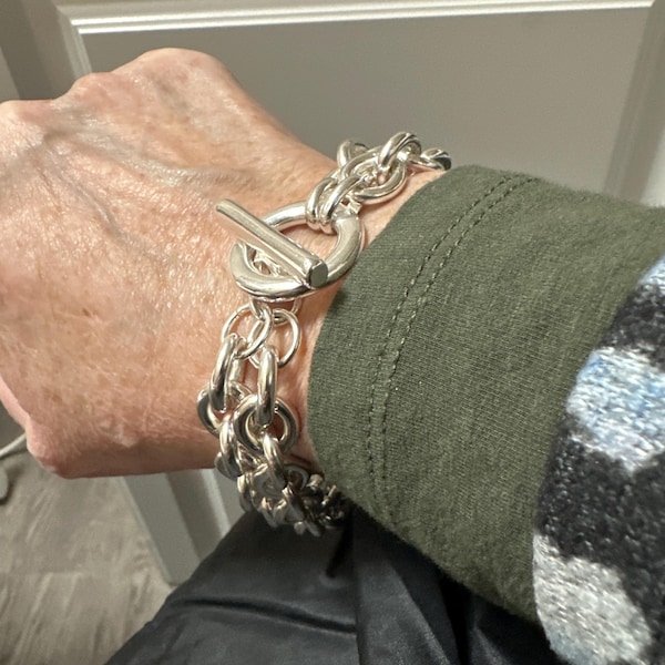 Silver Necklace, Chunky Rolo Chain Necklace, Silver Boho Necklace ...