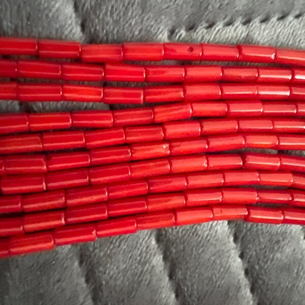 Red Coral Tube Beads - Cylinder Bamboo Coral Beads - Red Beads for ...
