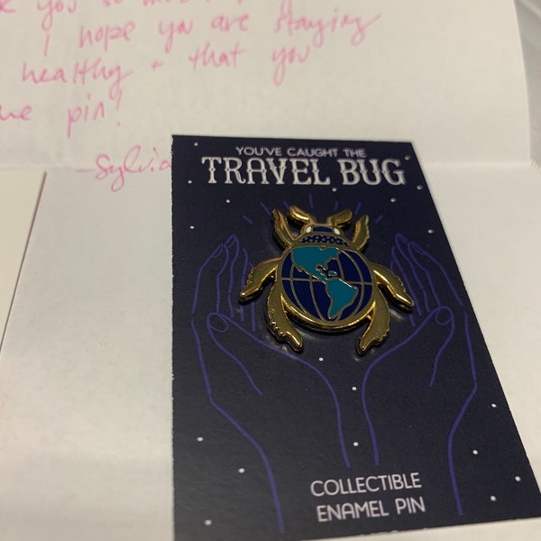 Travel Bug Globe Beetle Enamel Pin - Etsy