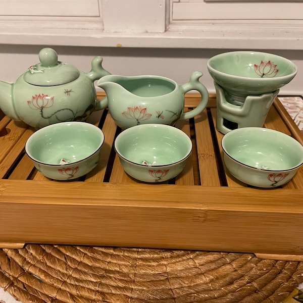 Travel Gong Fu Chinese Tea Set Bird Flower - Etsy