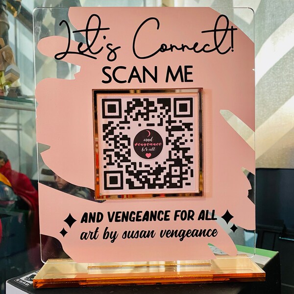 Let's Connect Social Media QR Code Acrylic Sign Scan Sign Business ...