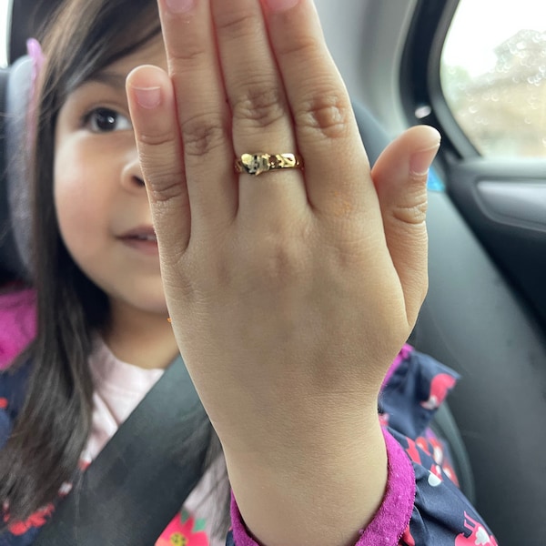 Personalized 14K Gold Plated Heart Baby Ring, Pinky Ring, Little Girls ...