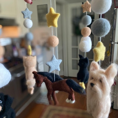 Customized Felted Baby Mobile. Nursery Felted Mobile With - Etsy