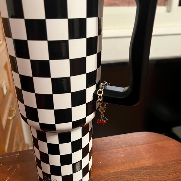 Tumbler Charm - Checkered Heart - Handle Charm - Stanley - Hydrojug ...