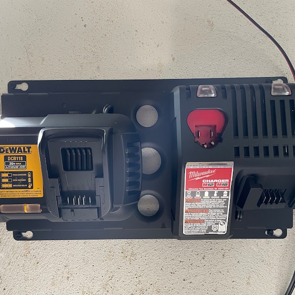 Double Battery Charger Mount Milwaukee M18v M12v Dewalt 20v Quick ...