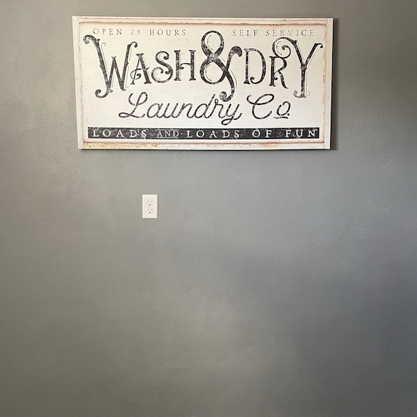 Modern Farmhouse Wall Decor Laundry Sign Wash & Dry Rustic Chic Self ...