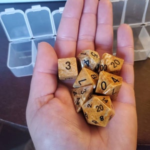 Coral Fossil Gemstone Polyhedral Dice Set: Hand Carved With Quality ...