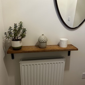 Rustic Solid Wood Radiator Shelf With Cast Iron Brackets - Etsy UK