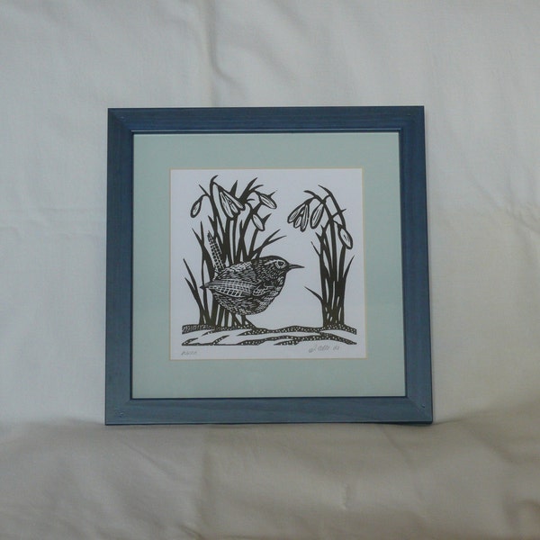 Foxgloves INDIGO VERSION Linocut - Original Handcarved Handmade Linocut ...