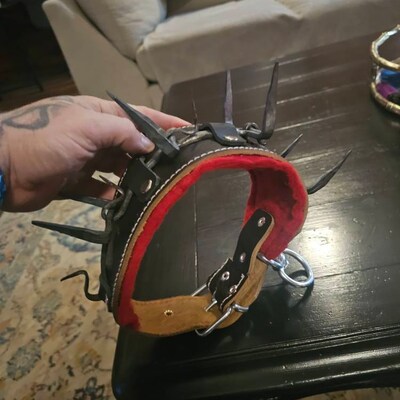 3' Spiky Wide Dog Collar Chain Set Buffalo Leather M/L/XL/XXL - Etsy