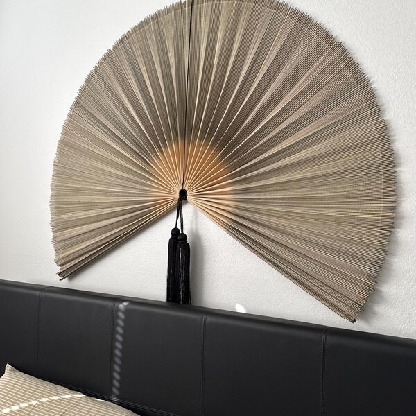 Bamboo Fan Wall Decor, Folding Fan Headboard, Oversized Fan for Large ...