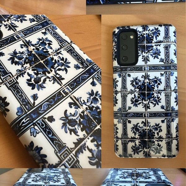 Phone Case in Vintage Floral Tile Design, Tough Protective Cover for ...