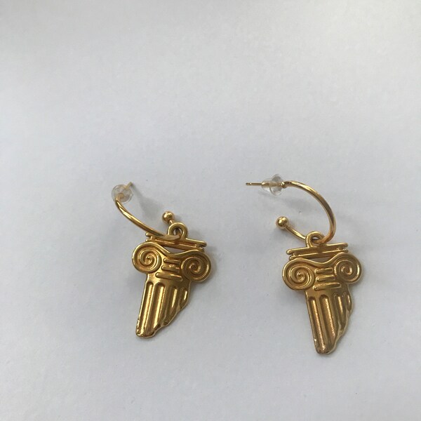 Greek Column Earrings, Greek Mythology Earrings, Silver Athena Pillar ...