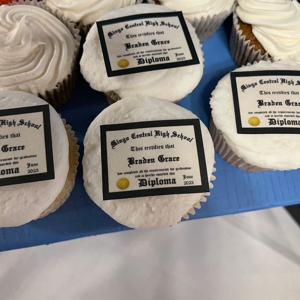 20 Edible Graduation Diplomas for Cupcakes or Rice Crispy Treats ...
